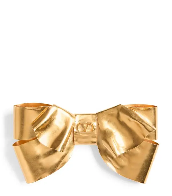 Valentino Garavani Small Trop Chou Bow Brooch - Metallic