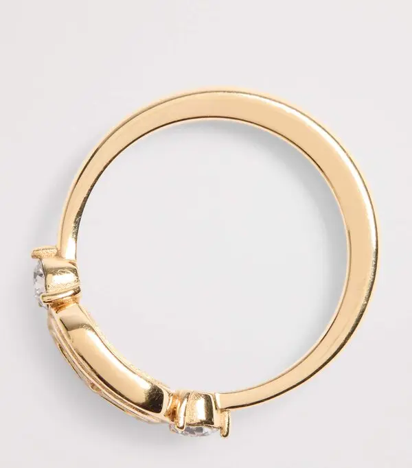 Valentino Garavani Crystal Logo Ring - Gold