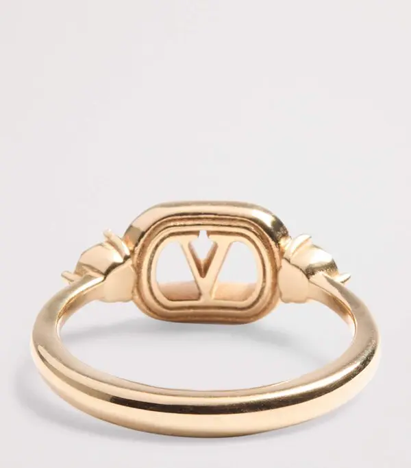 Valentino Garavani Crystal Logo Ring - Gold