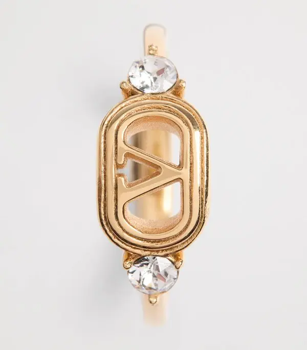 Valentino Garavani Crystal Logo Ring - Gold