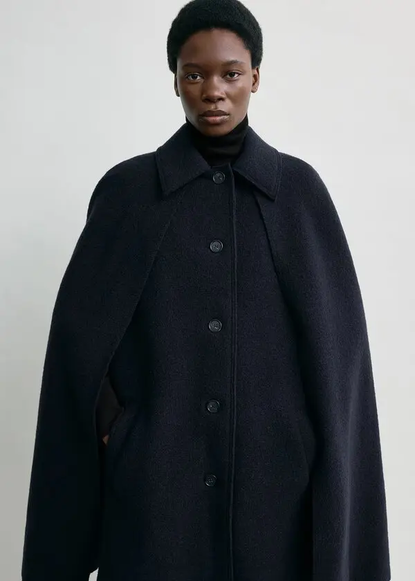 TOTEME Bouclé Cape Coat - Blue