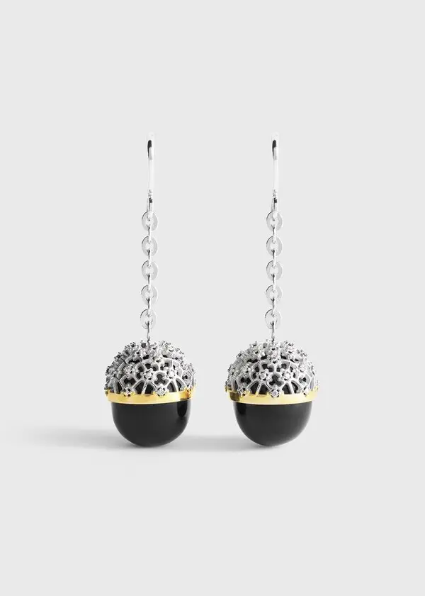 TOTEME Diamond Lace Drop Earrings - Black,silver