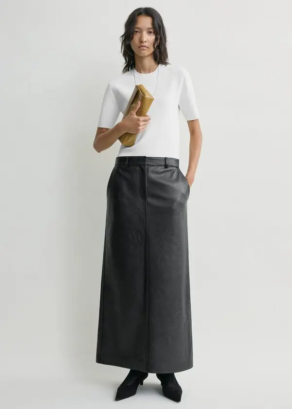 TOTEME Grained-leather Straight Skirt