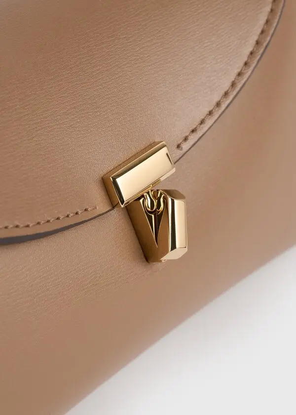 TOTEME Mini T-lock Leather Clutch - Beige