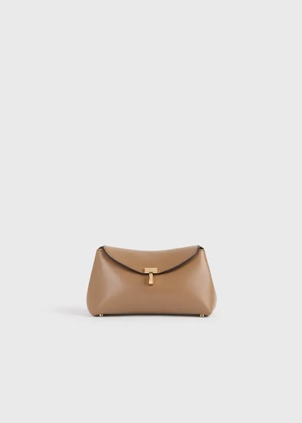 TOTEME Mini T-lock Leather Clutch - Camel