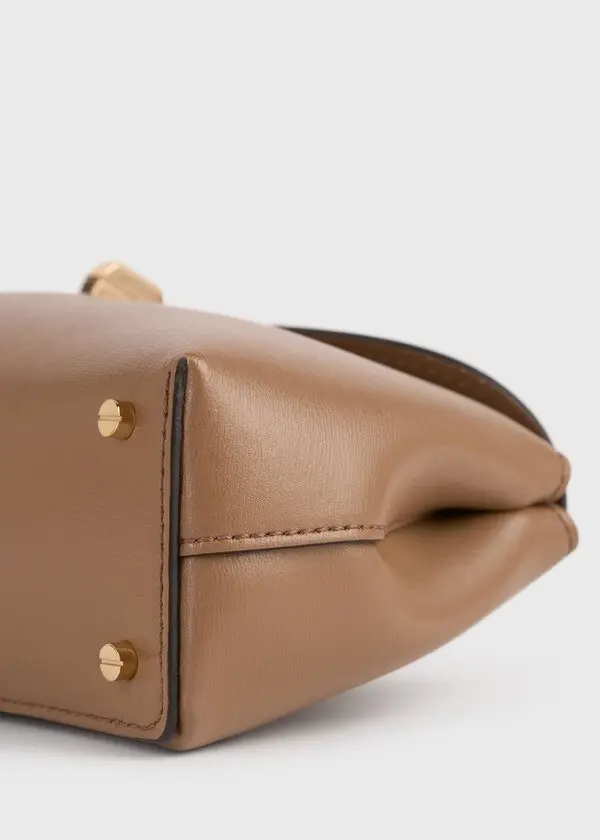 TOTEME Mini T-lock Leather Clutch - Camel