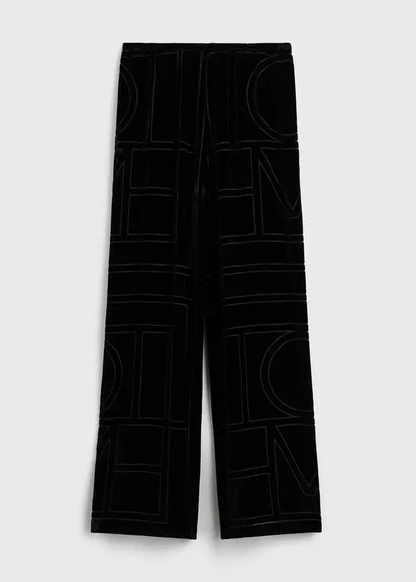 TOTEME Monogram Devoré Pj Bottoms - Black