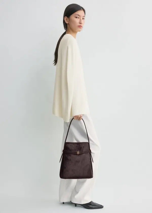 TOTEME Belted Pony-effect Leather Bucket Bag