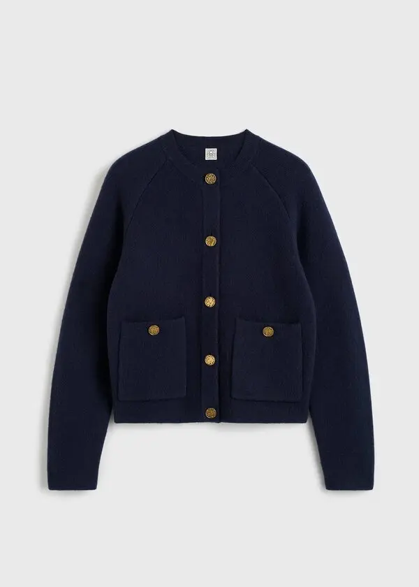 TOTEME Hammered Button Cardigan - Blue