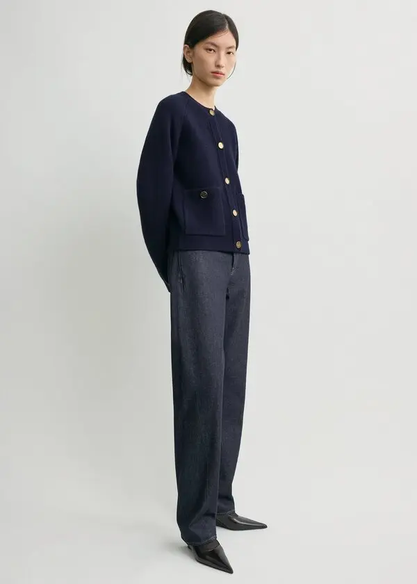TOTEME Hammered Button Cardigan - Navy