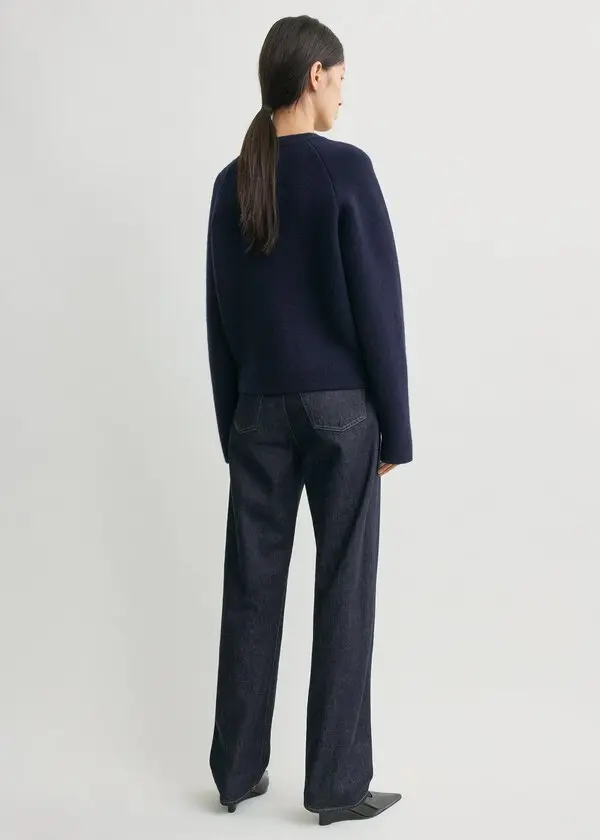 TOTEME Hammered Button Cardigan - Navy