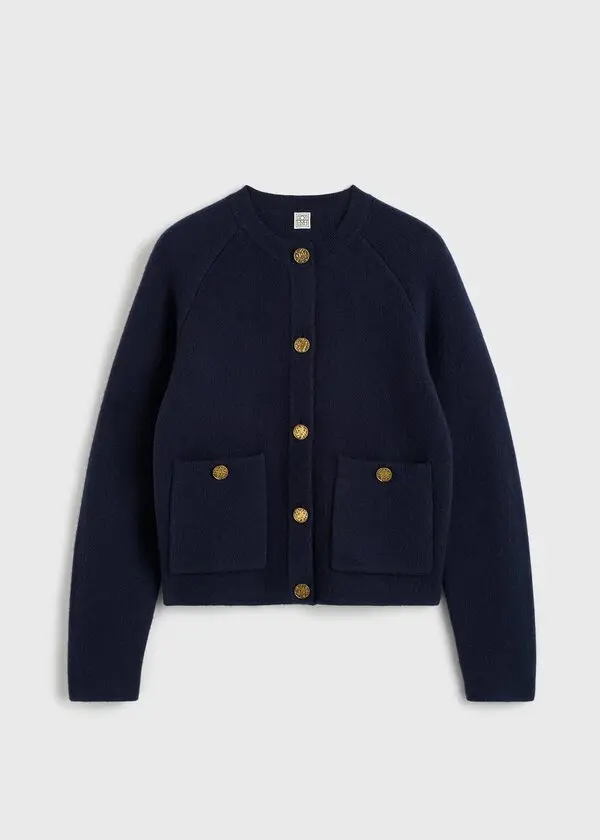 TOTEME Hammered Button Cardigan - Navy