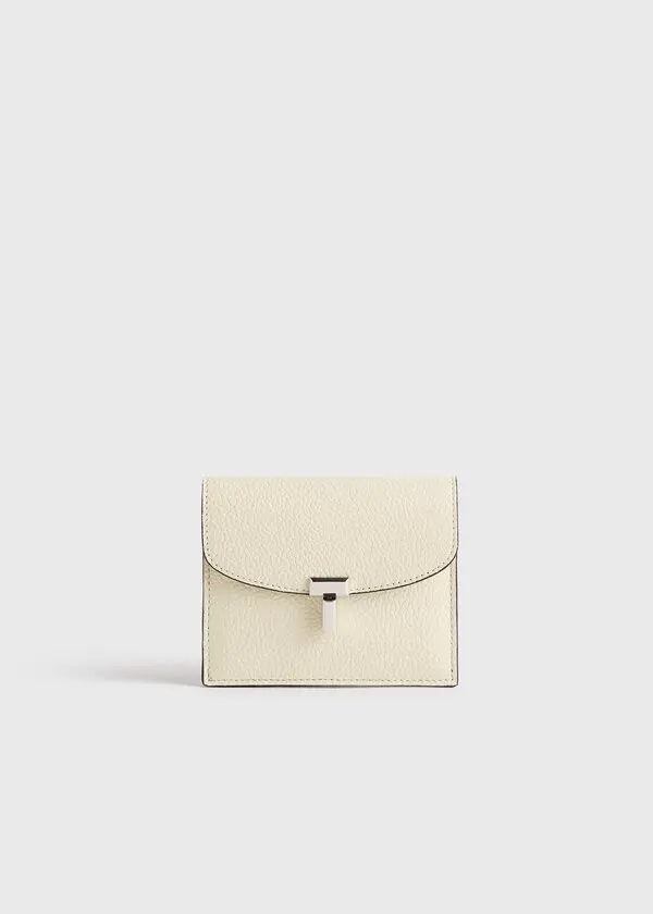 TOTEME T-lock Grained-leather Cardholder - Milk