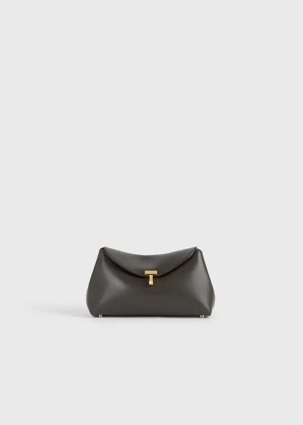 TOTEME Mini T-lock Leather Clutch - Bark