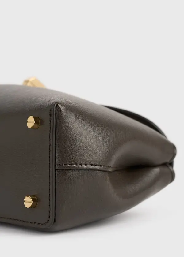 TOTEME Mini T-lock Leather Clutch - Brown