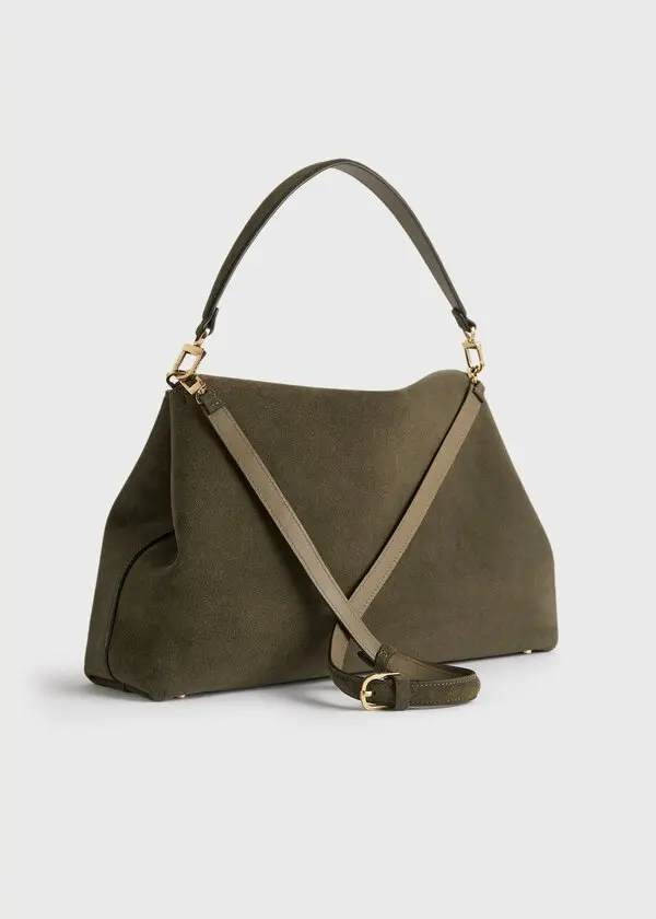 TOTEME T-lock Suede Satchel - Brown