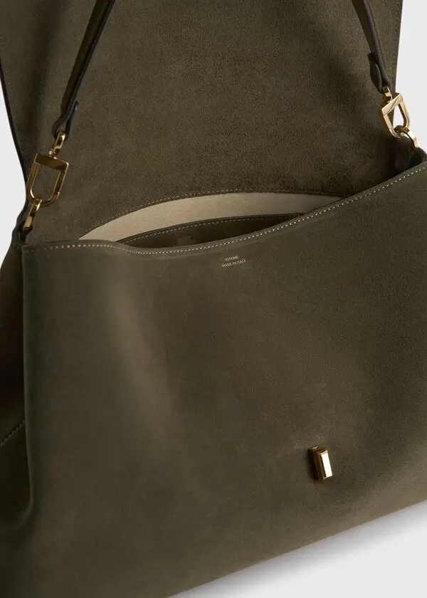 TOTEME T-lock Suede Satchel - Brown
