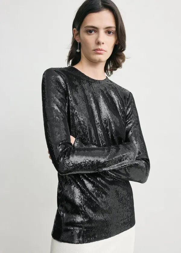 TOTEME Sequin Long-sleeved Top - Black