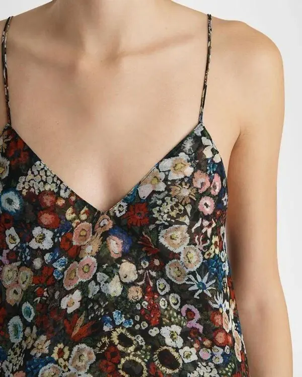 Khaite Taja Floral Silk Chiffon Maxi Slip Dress - Black Mult