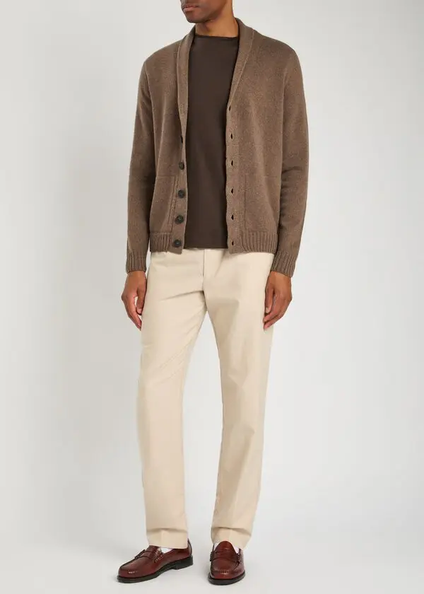 John Smedley Wool And Cashmere-blend Cardigan - Taupe