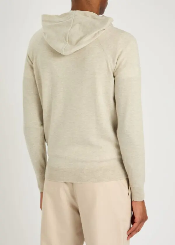 John Smedley Carty Hooded Merino Wool Sweatshirt - Beige