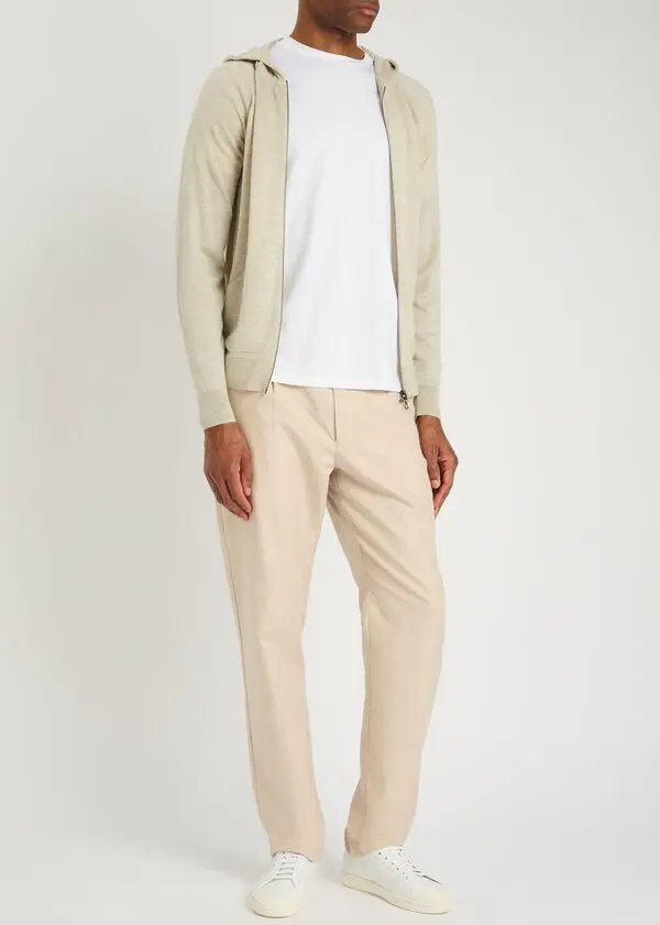 John Smedley Carty Hooded Merino Wool Sweatshirt - Beige