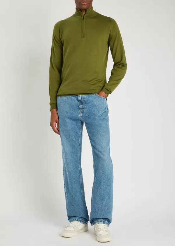 John Smedley Tapton Quarter-zip Merino Wool Jumper - Green