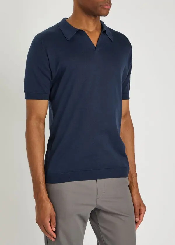 John Smedley Noah Cotton Polo Shirt - Navy