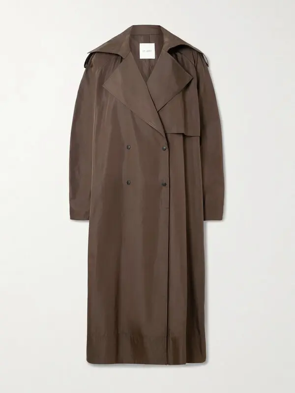 ST. AGNI Double-breasted Recycled-taffeta Trench Coat - Brown
