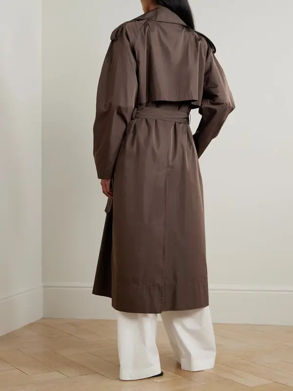 ST. AGNI Double-breasted Recycled-taffeta Trench Coat - Brown