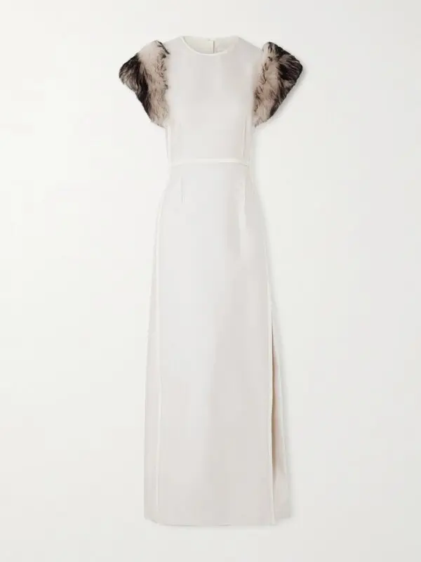 JIL SANDER Paneled Shearling-trimmed Maxi Dress