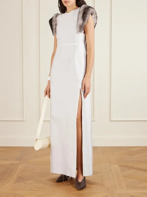 JIL SANDER Paneled Shearling-trimmed Maxi Dress