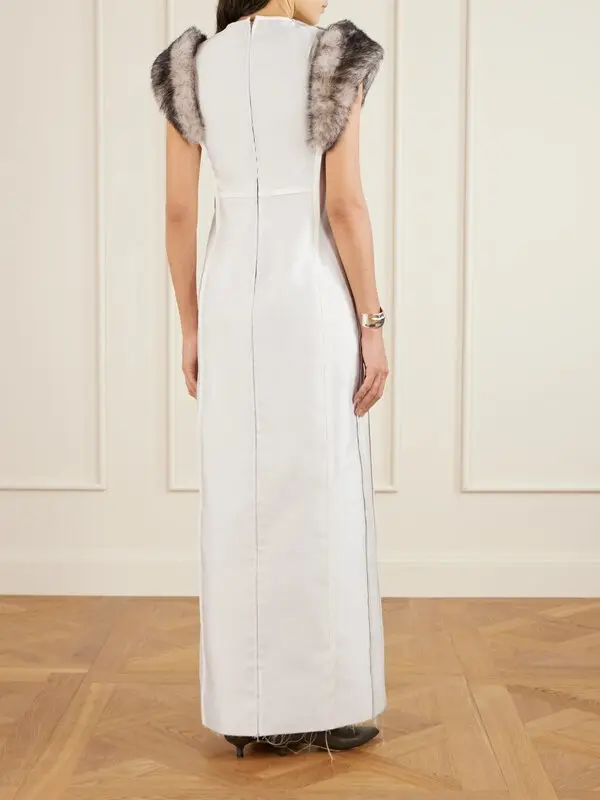 JIL SANDER Paneled Shearling-trimmed Maxi Dress