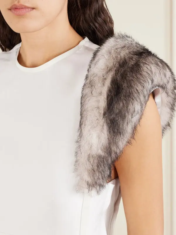JIL SANDER Paneled Shearling-trimmed Maxi Dress