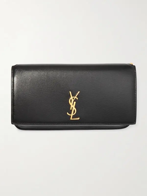 Saint Laurent Cassandre Strap Leather Phone Case - Black