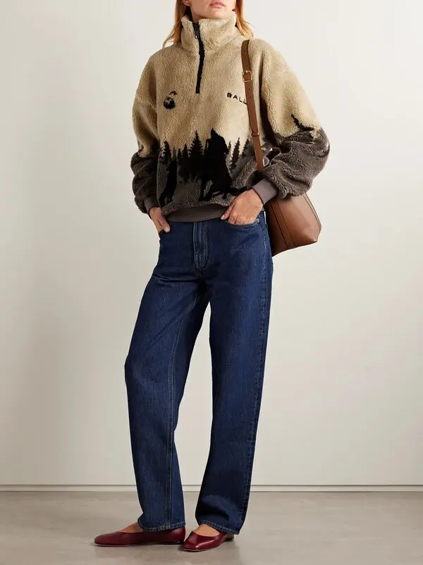 Bally Printed Fleece Half-zip Jacket - Neutrals