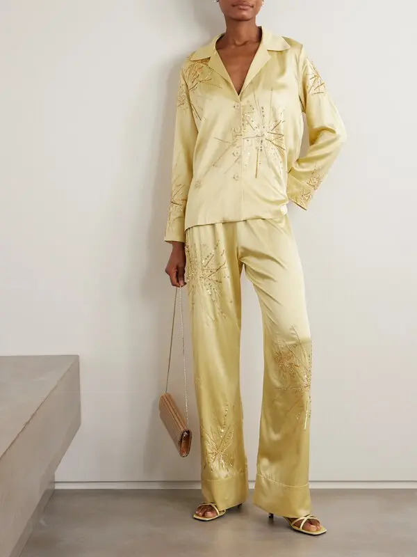 Bernadette Louis Embellished Wide-leg Pants - Gold