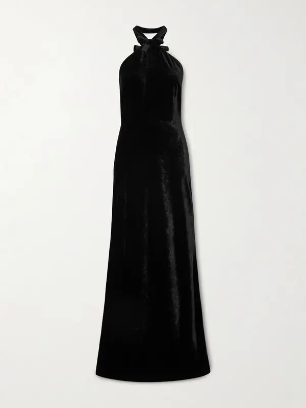 Bernadette Jolene Halterneck Velvet Maxi Dress