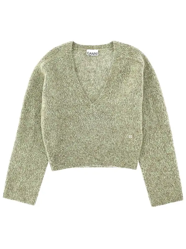 GANNI V-neck Sweater - Green