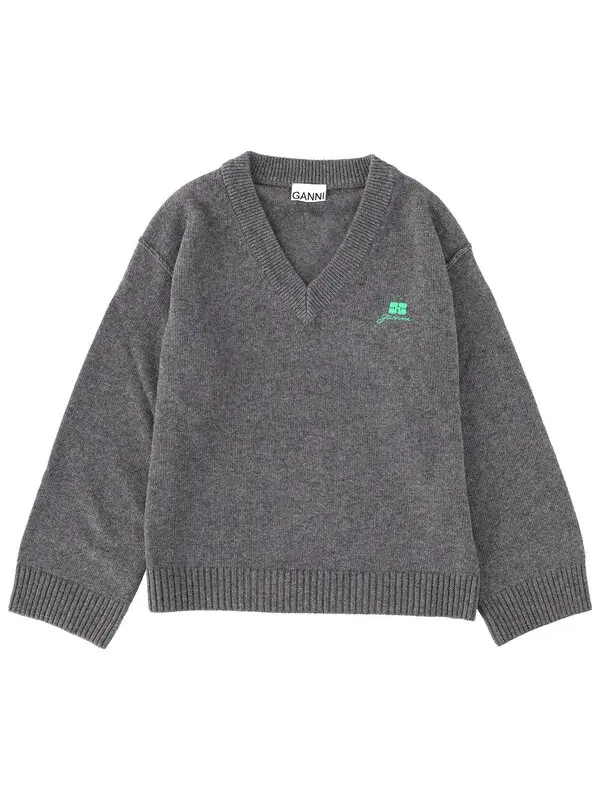 GANNI Logo Sweater - Grey