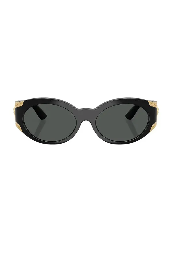 Versace Oval Sunglasses - Black & Dark Grey