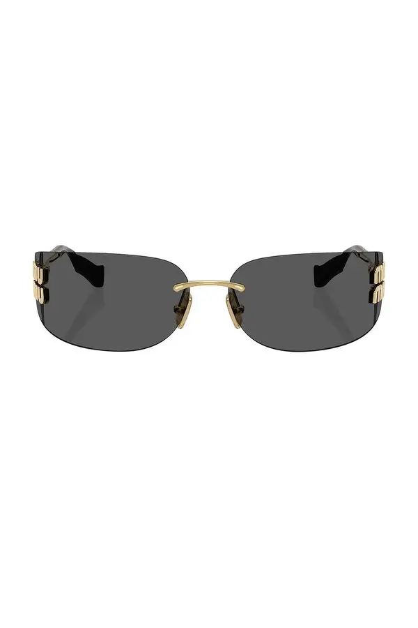 Miu Miu Rectangular Sunglasses - Black & Gold