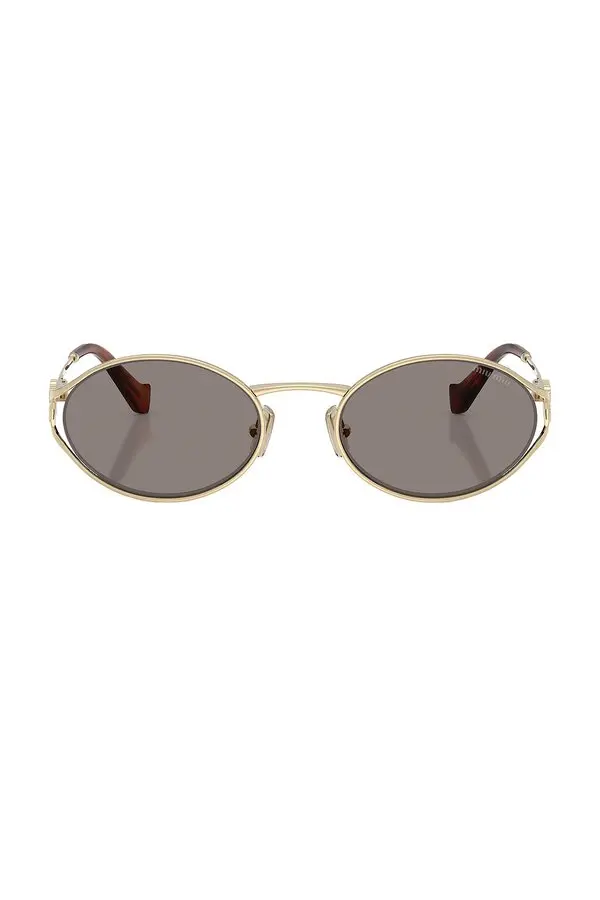 Miu Miu Oval Sunglasses - Pale Gold