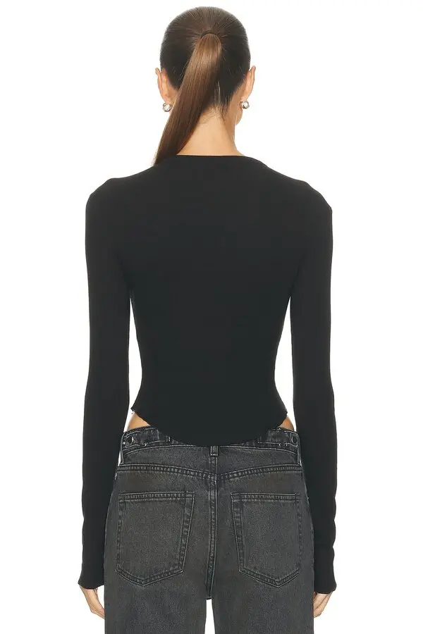 GRLFRND Scoop Hem Long Sleeve T-shirt - Black