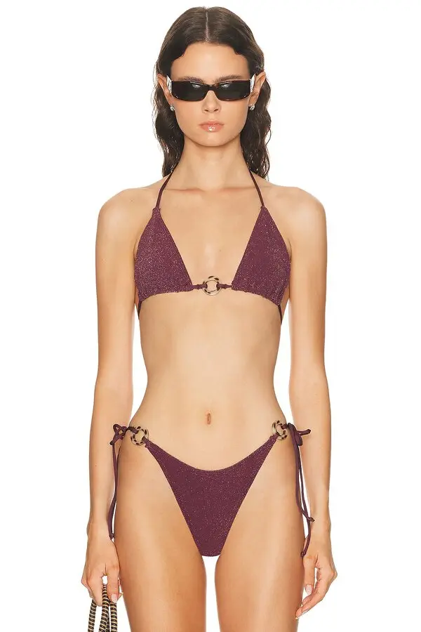 Bond Eye Ring Ingrid Triangle Bikini Top - Amarena Lurex Micro