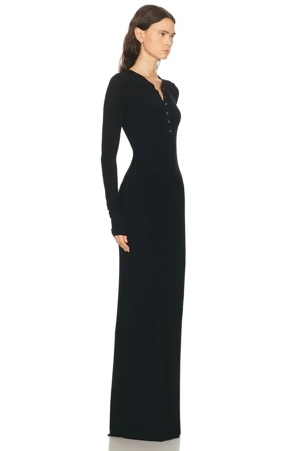 Eterne Long Sleeve Henley Maxi Dress