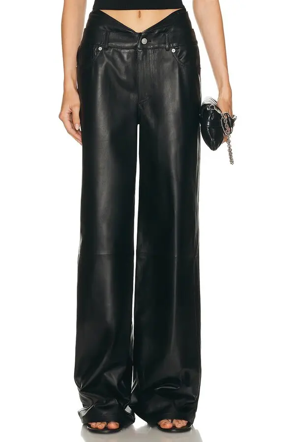 EZR Baggy Pleated Leather Pant - Black