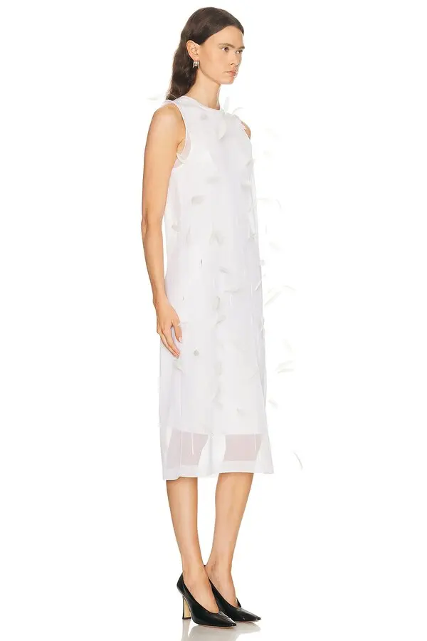JIL SANDER Hand Embroidered Feather Dress