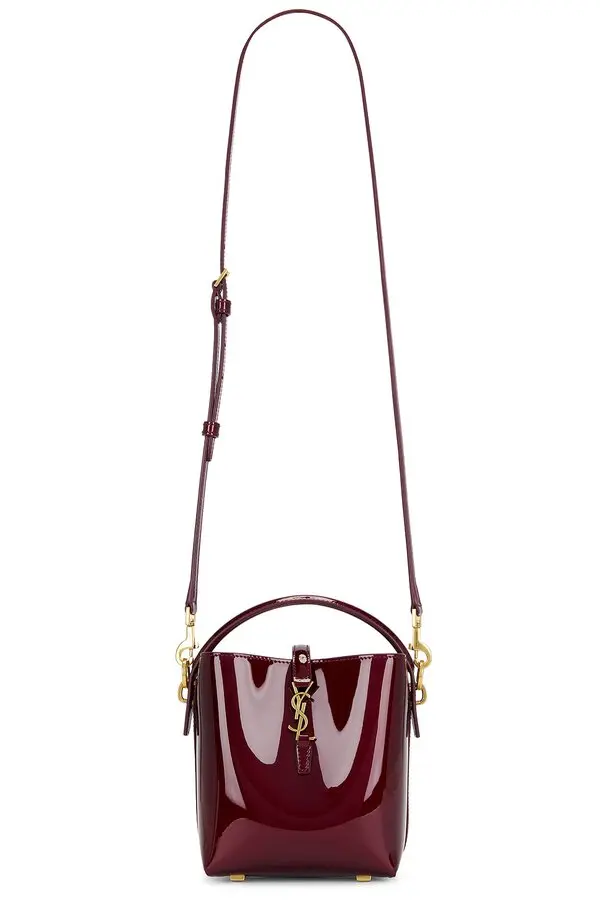 Saint Laurent Mini Le 37 Bucket Bag - Gloss Burgundy