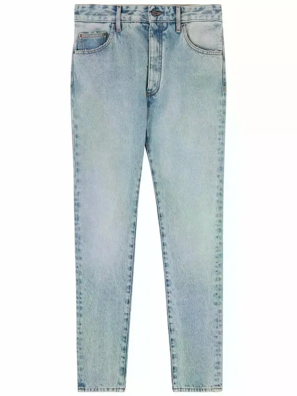 Palm Angels Logo-print Faded Jeans